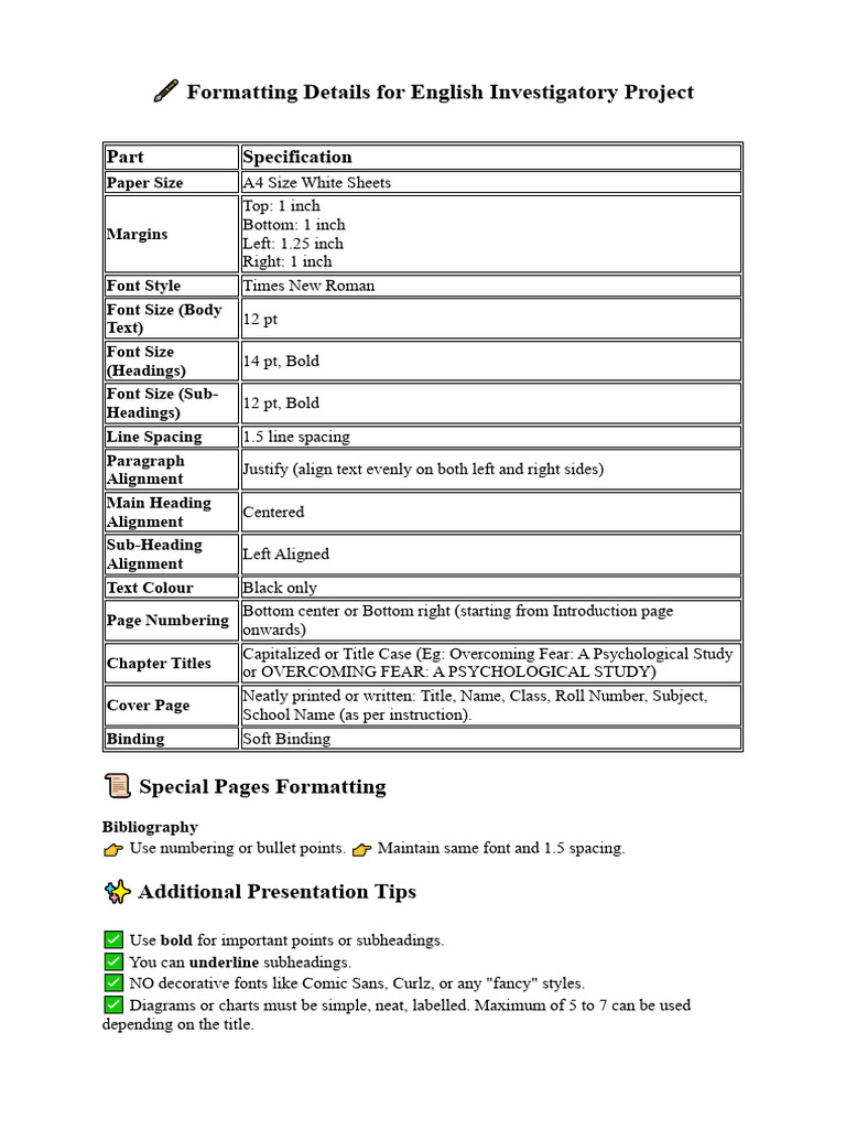 Investigatory Project - Formatting Details | PDF