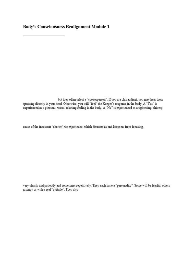 Module 1-Body's Consciousness Realignment | PDF | Chakra | Consciousness