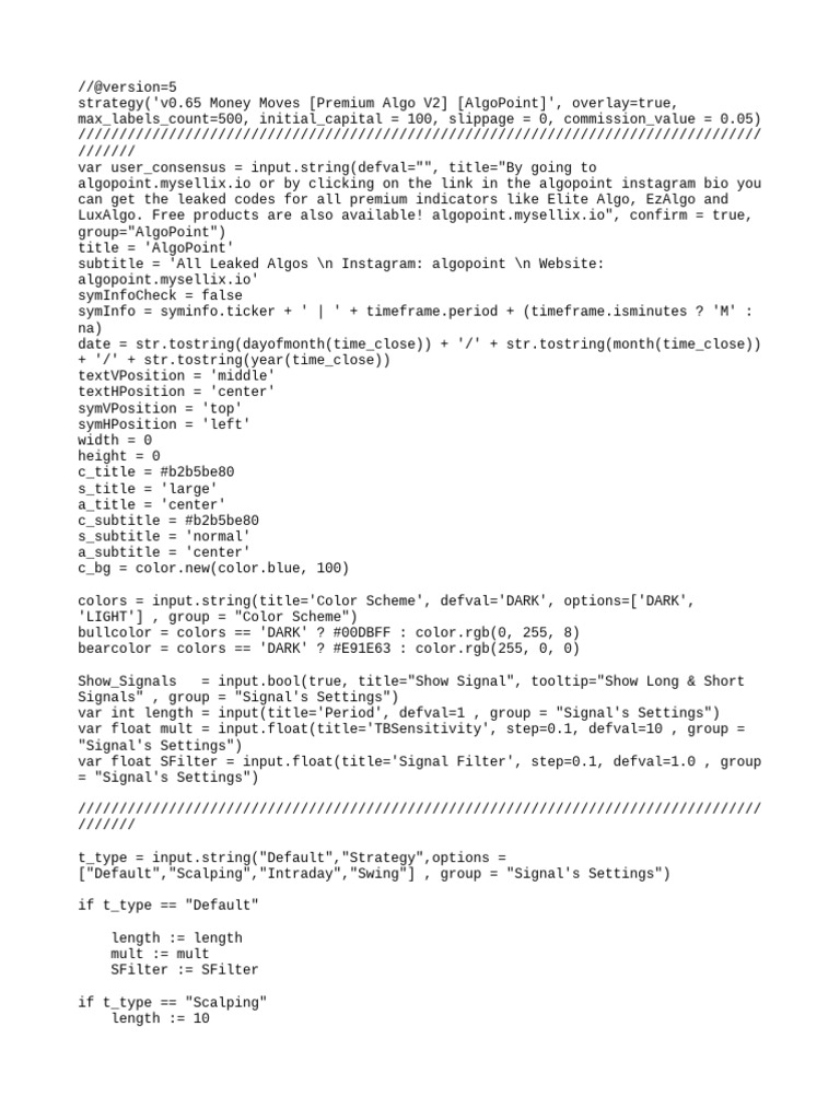 Money Moves Premium Algo V2 Script | PDF | Computer Programming | Color