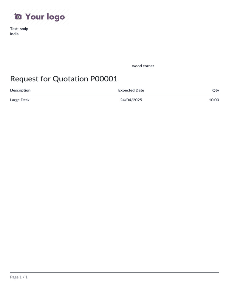 Request For Quotation - P00001 | PDF