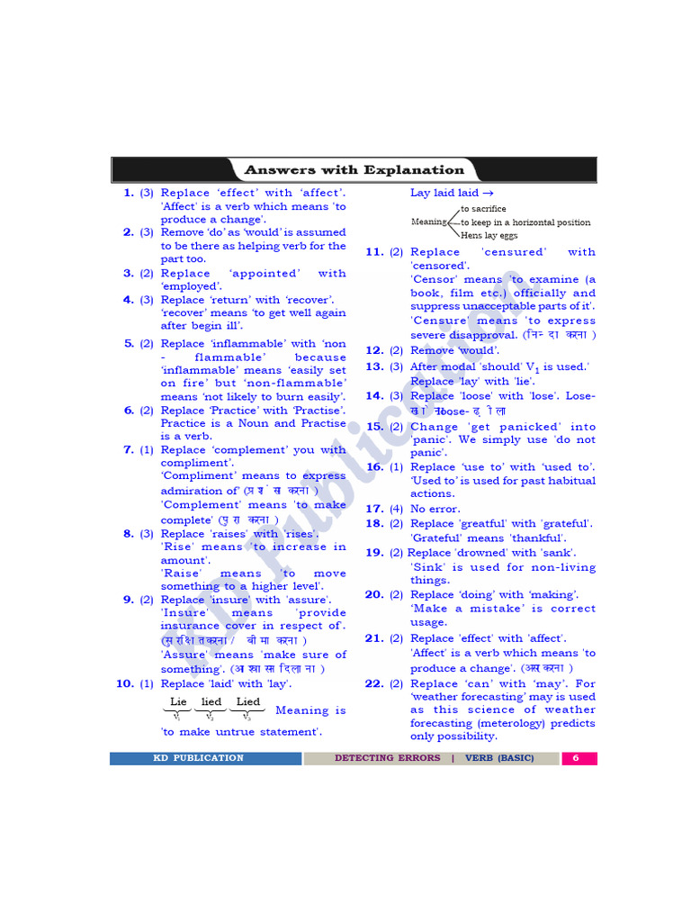 Verb Answer | PDF | Morphology | Semantic Units