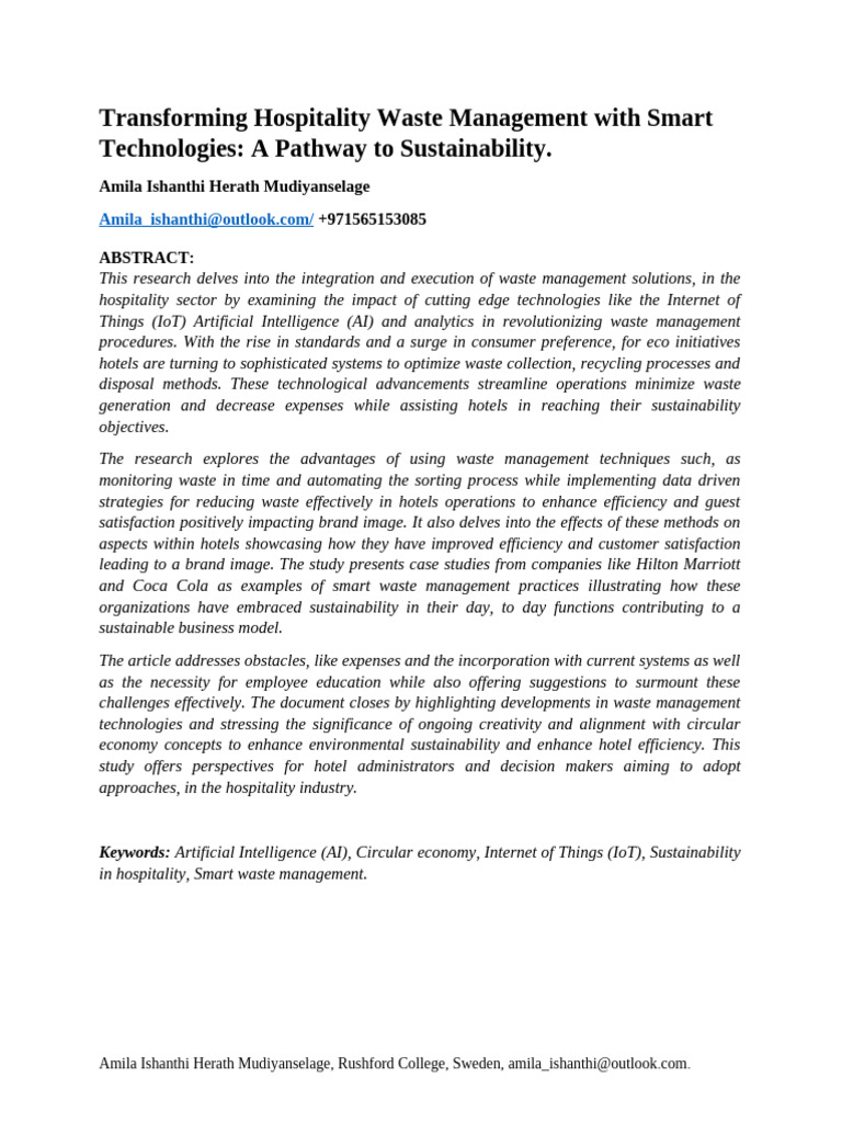 Smart Waste Management in Hospitality | PDF | Waste Management | Recycling