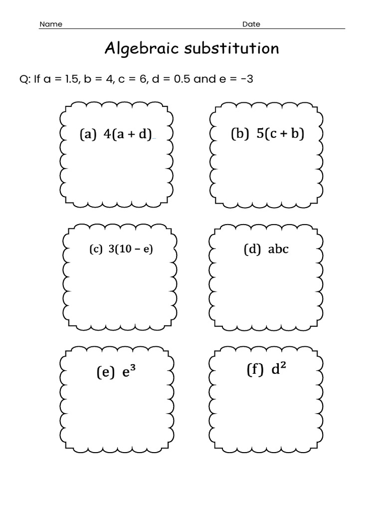 05-05-2025 Year 9 Lesson 3 Algebraic Substitution Worksheet | PDF