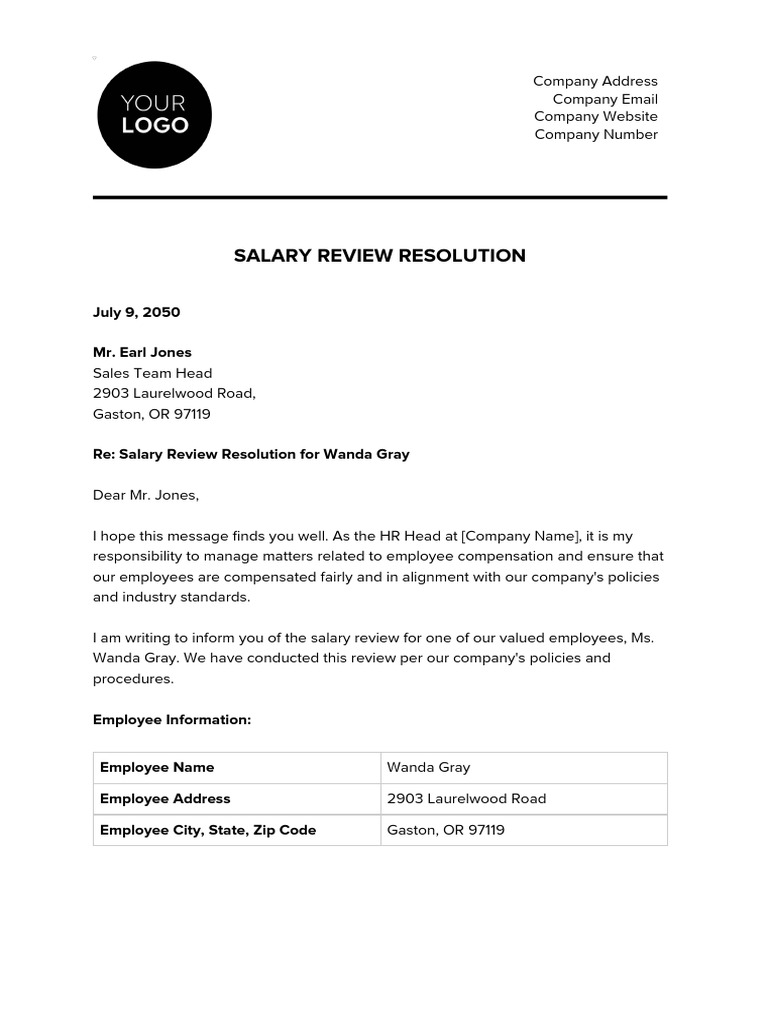 Salary Review for Wanda Gray | PDF