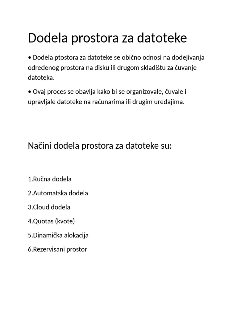 Dodela Prostora Za Datoteke I Pouzdanost Sistema Datoteka | PDF