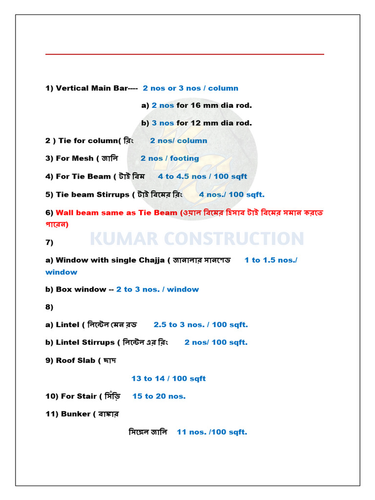 For Two Storey Foundation Kumar Construction | PDF