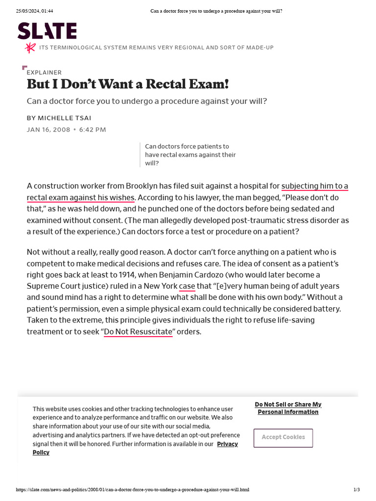 Can A Doctor Force You To Undergo A Procedure Against Your Will | PDF ...