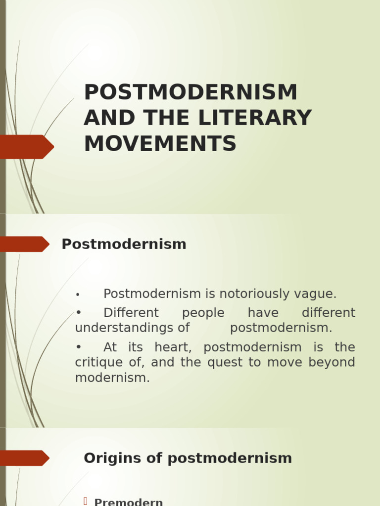 POSTMODERNISM AND THE LITERARY MOVEMENT | PDF | Reality | Beat Generation