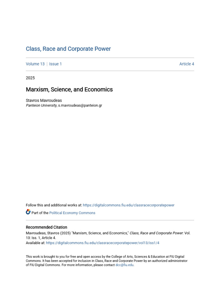 Marxism, Science, and Economics - Class, Race and Corporate Power | PDF ...