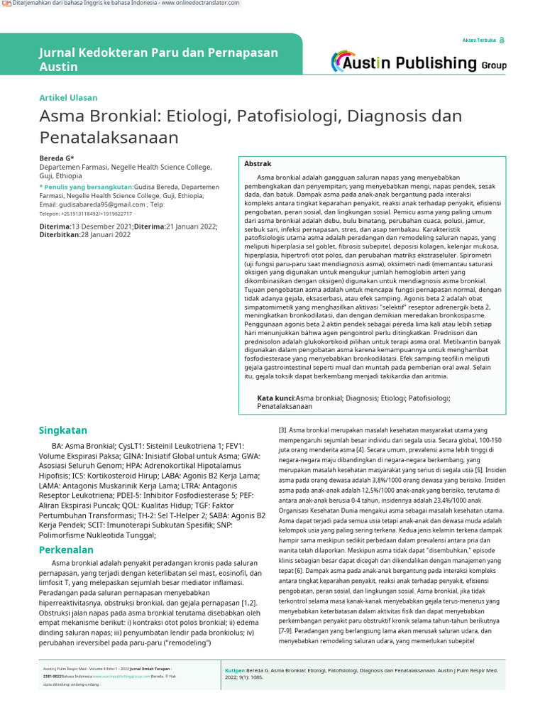 1b1 Etiologi Asma Bronkhial | PDF