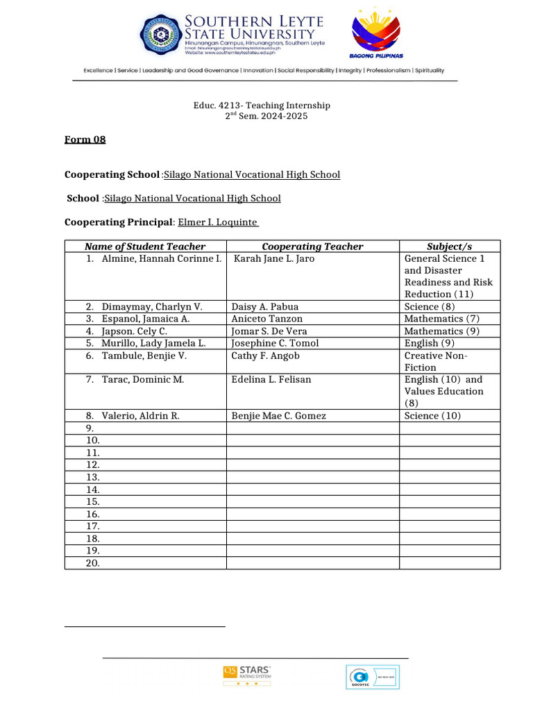 Teaching Internship Overview 2024-2025 | PDF