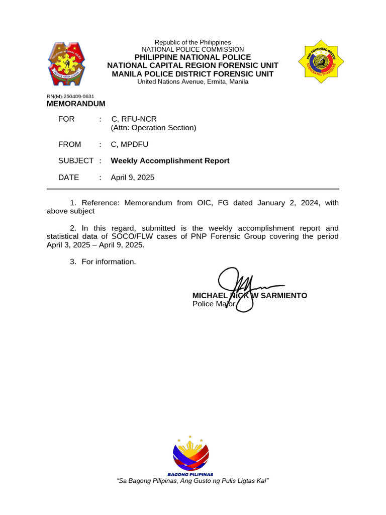 Weekly Endorsement SOCO April 3, 2025 - April 9, 2025. | PDF