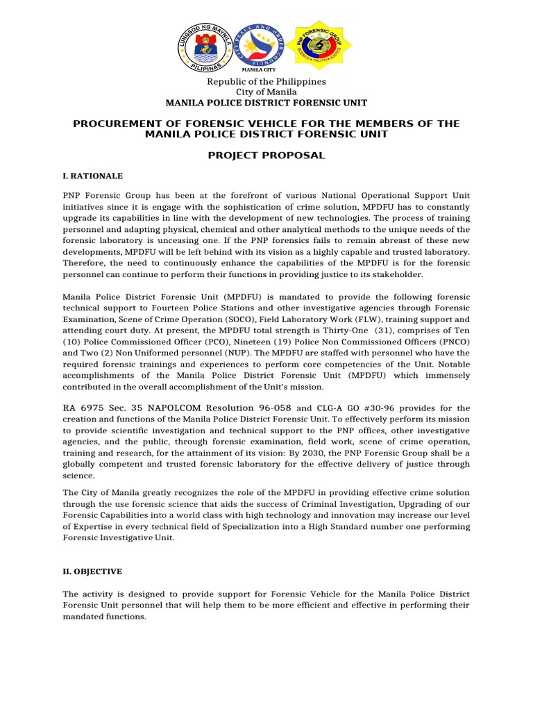 Forensic Vehicle Project Proposal January 2025 | PDF | Forensic Science | Criminology