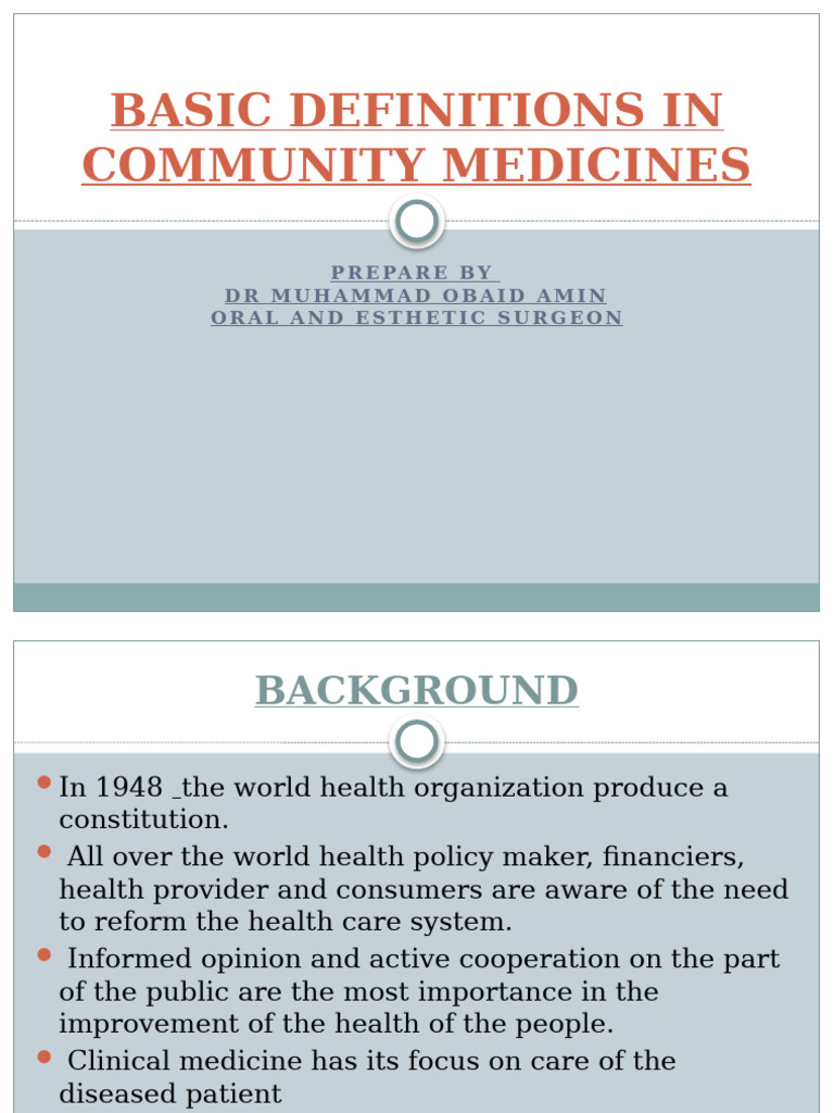 Basic Definitions in Community Medicines | PDF | Medicine | Health Care
