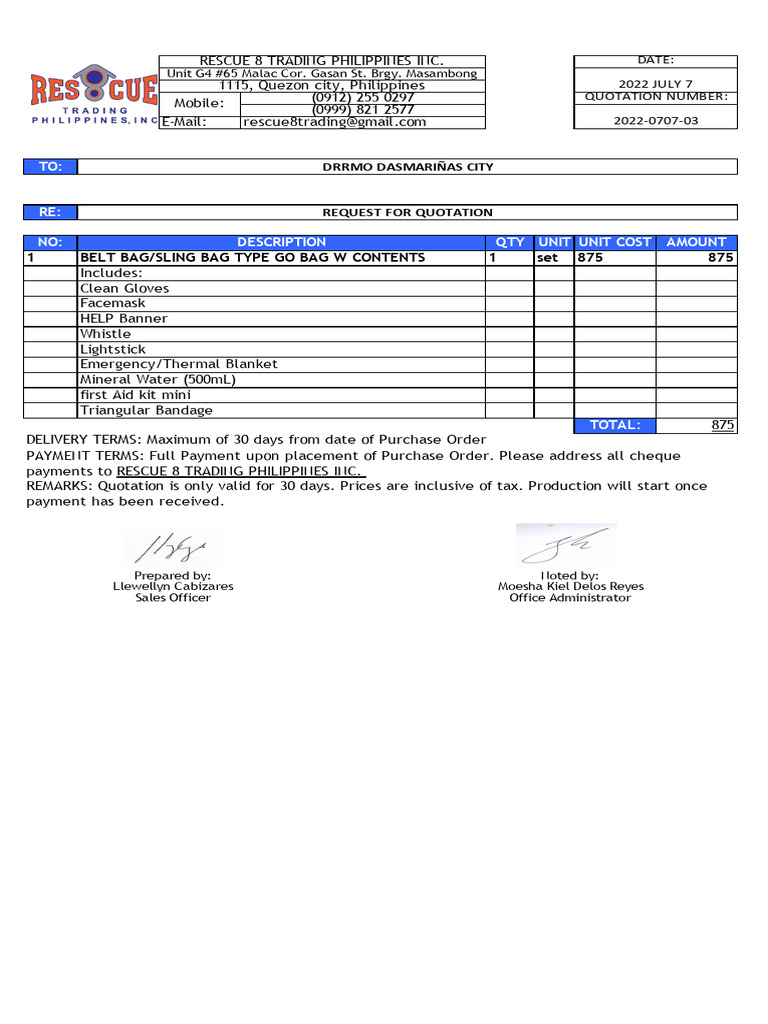 RFQ For Dasma 2022-0707-03 | PDF