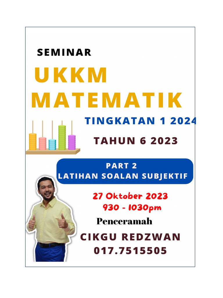Math Ukkm Tahun 6 Part 2 Subjektif | PDF