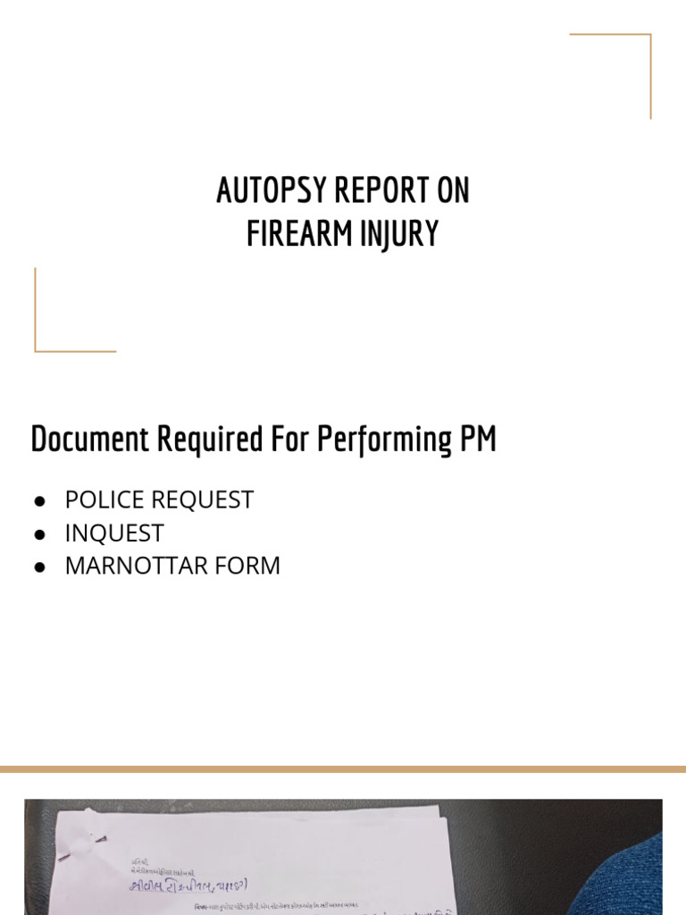 Autopsy Report On Firearm Injury | PDF