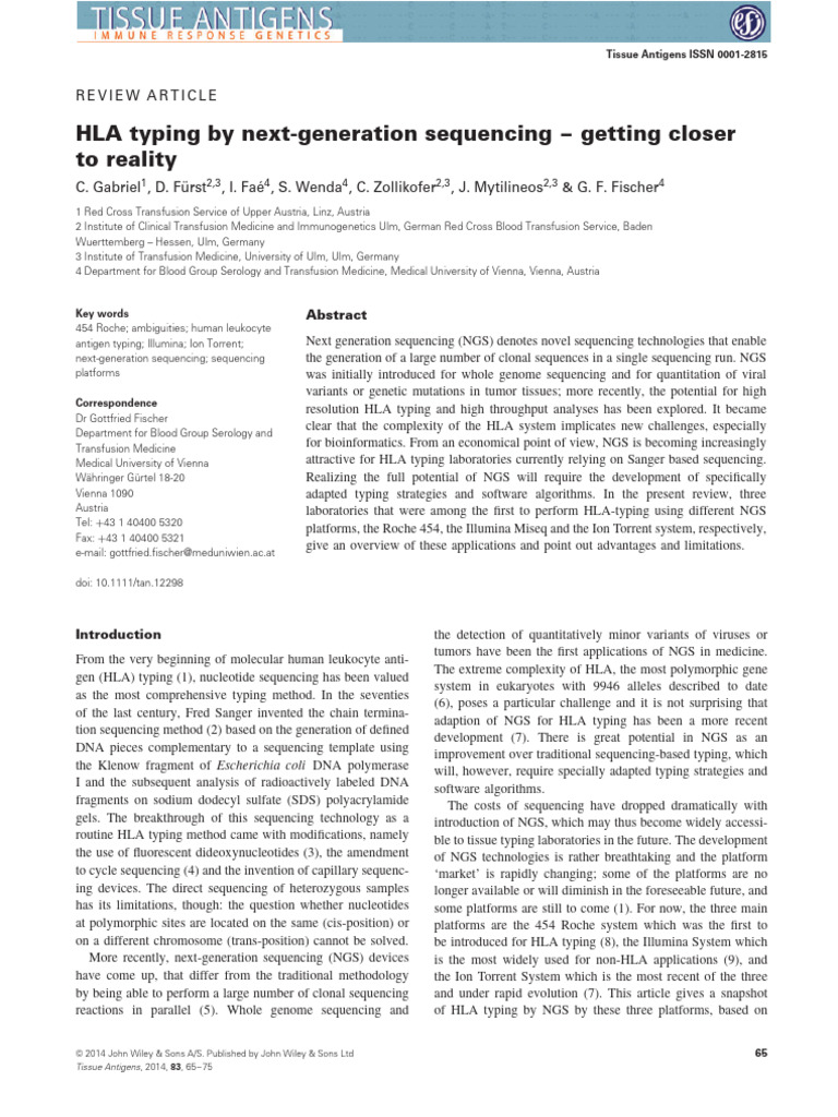 HLA Typing by Next Generation Sequencing | PDF | Dna Sequencing ...
