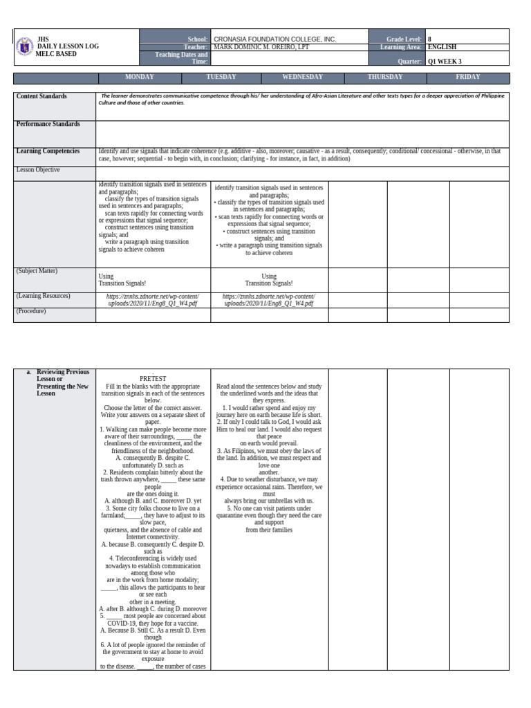 Melc DLL Eng 8 Week 3 Q1 Done | PDF