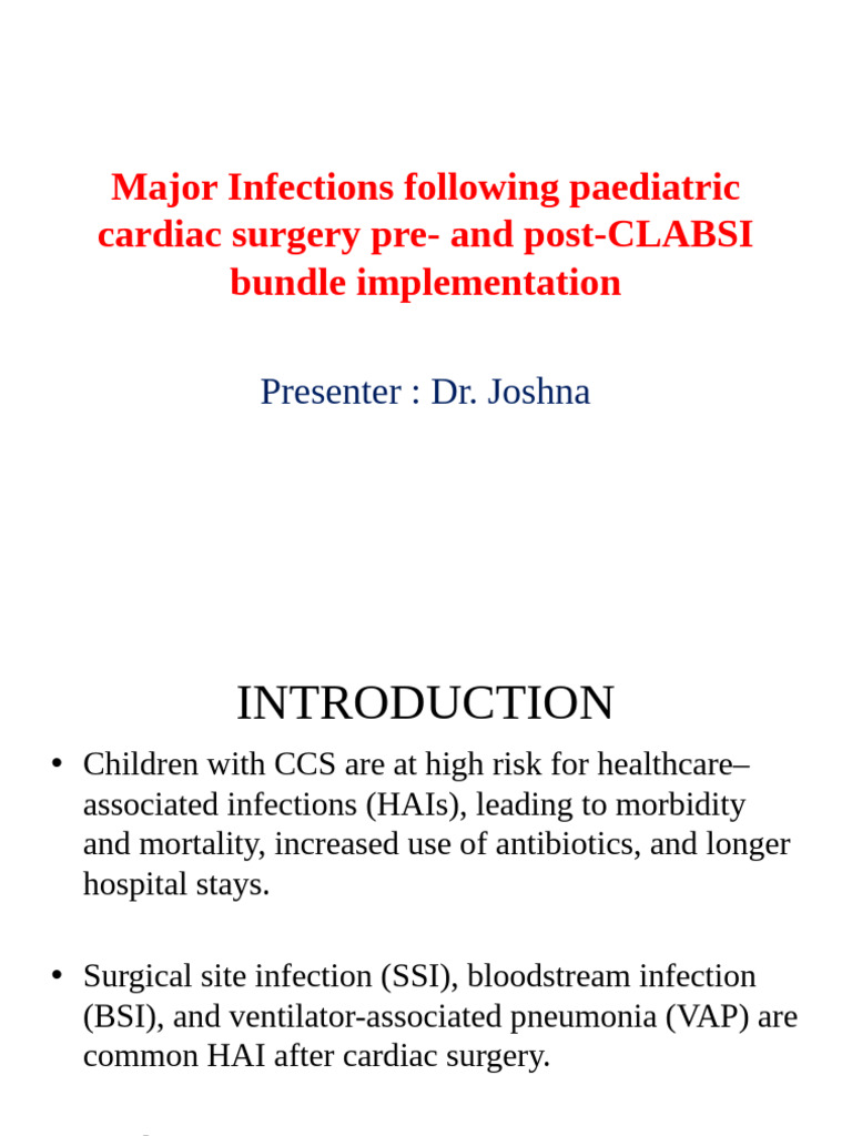 CLABSI JOURNAL PPT | PDF | Surgery | Infection
