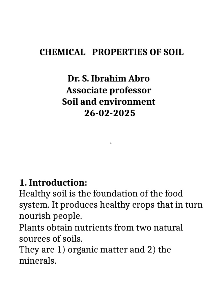 Chemical Properties of Soil | PDF | Ph | Soil