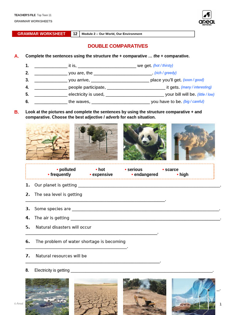 Double Comparatives Grammar Worksheet | PDF
