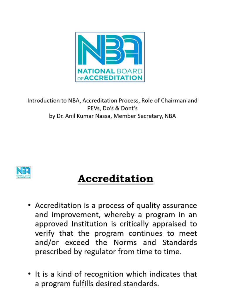 NBA Accreditation Process Overview | PDF | Evaluation | Doctor Of ...