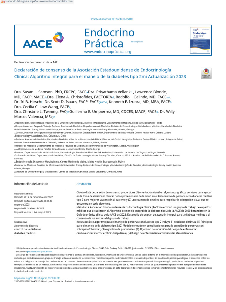 AACE Diabetes 2023 (01-09) .En - Es | PDF | Obesidad | Diabetes