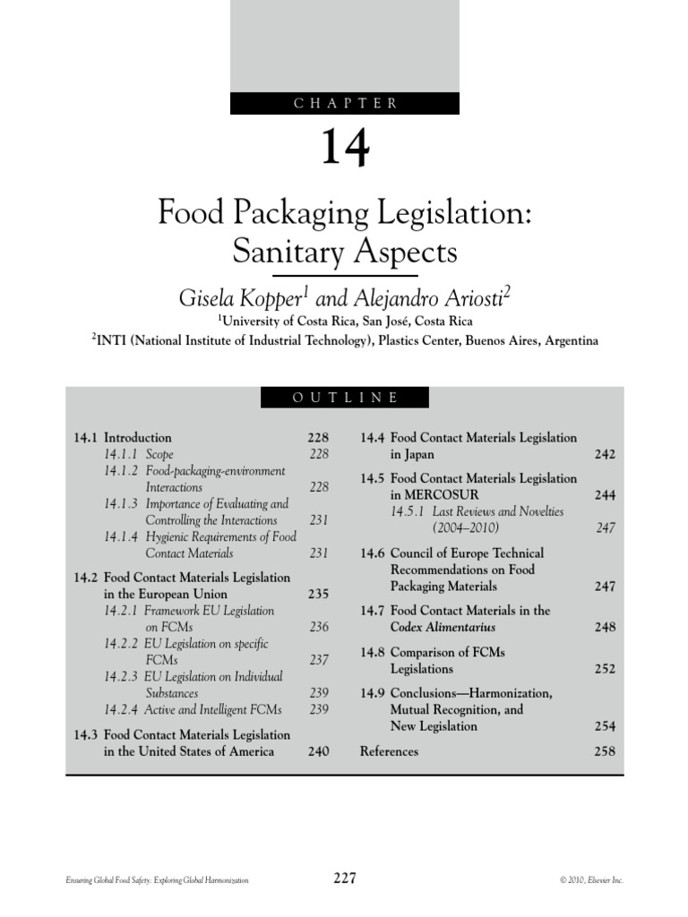 Chapter 14 - Food Packaging Legislation Sanitar - 2010 - Ensuring ...