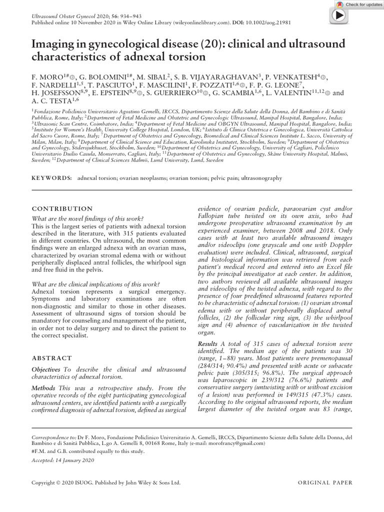 Ultrasound in Obstet Gyne - 2020 - Moro - Imaging in Gynecological ...