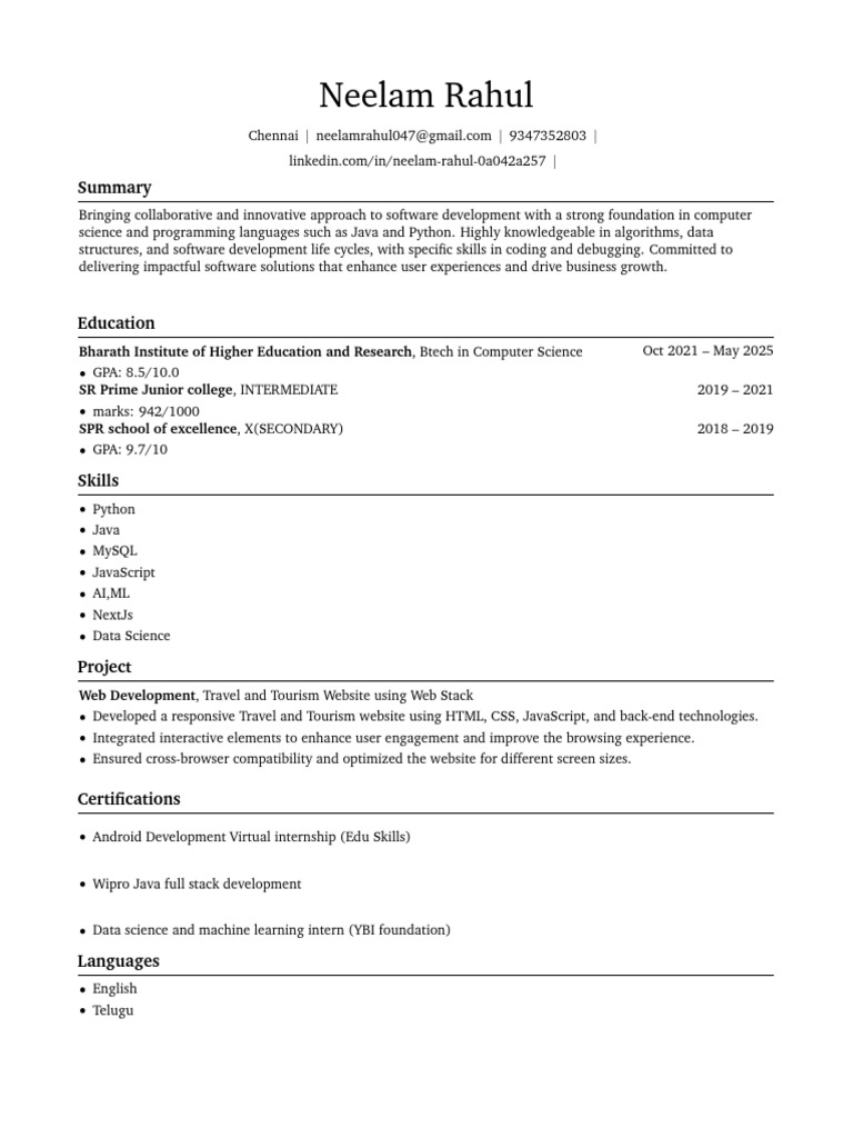 RenderCV EngineeringResumes Theme | PDF