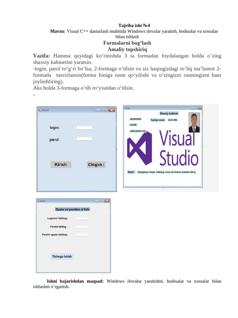 Formalarni Bog Lash Amaliy Topshiriq Vazifa | PDF