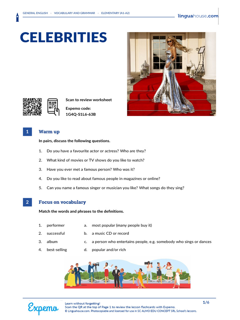 Celebrities British English Teacher A1 A2 | PDF | Michael Jackson ...