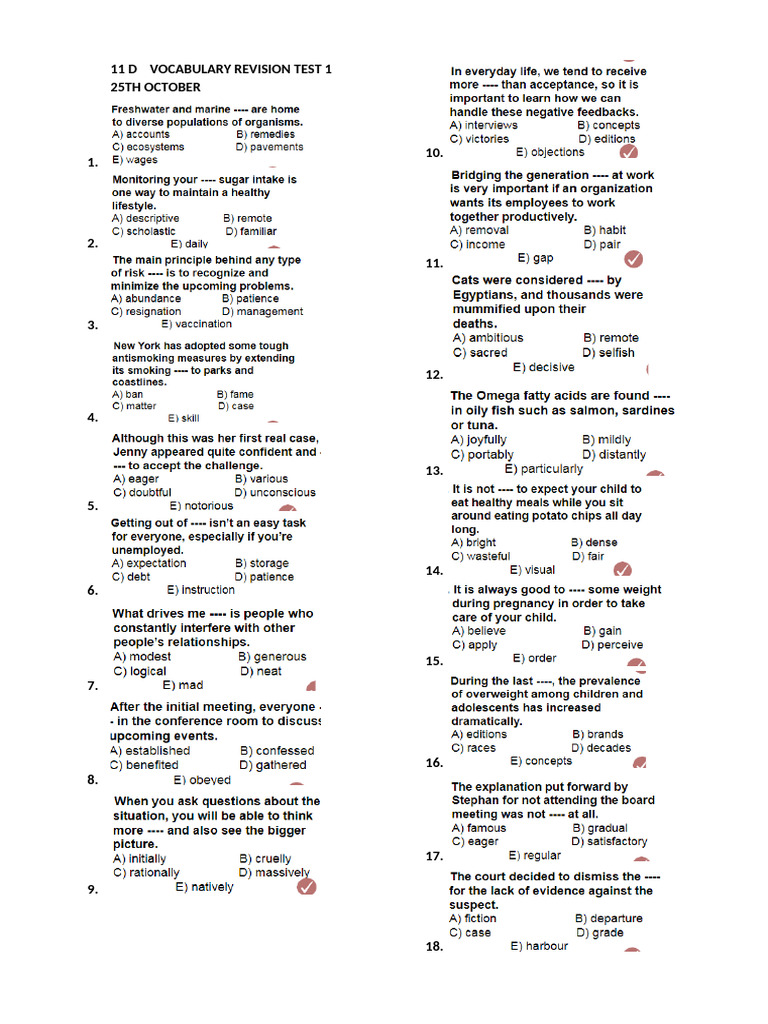 Vocabulary Initial 1 | PDF