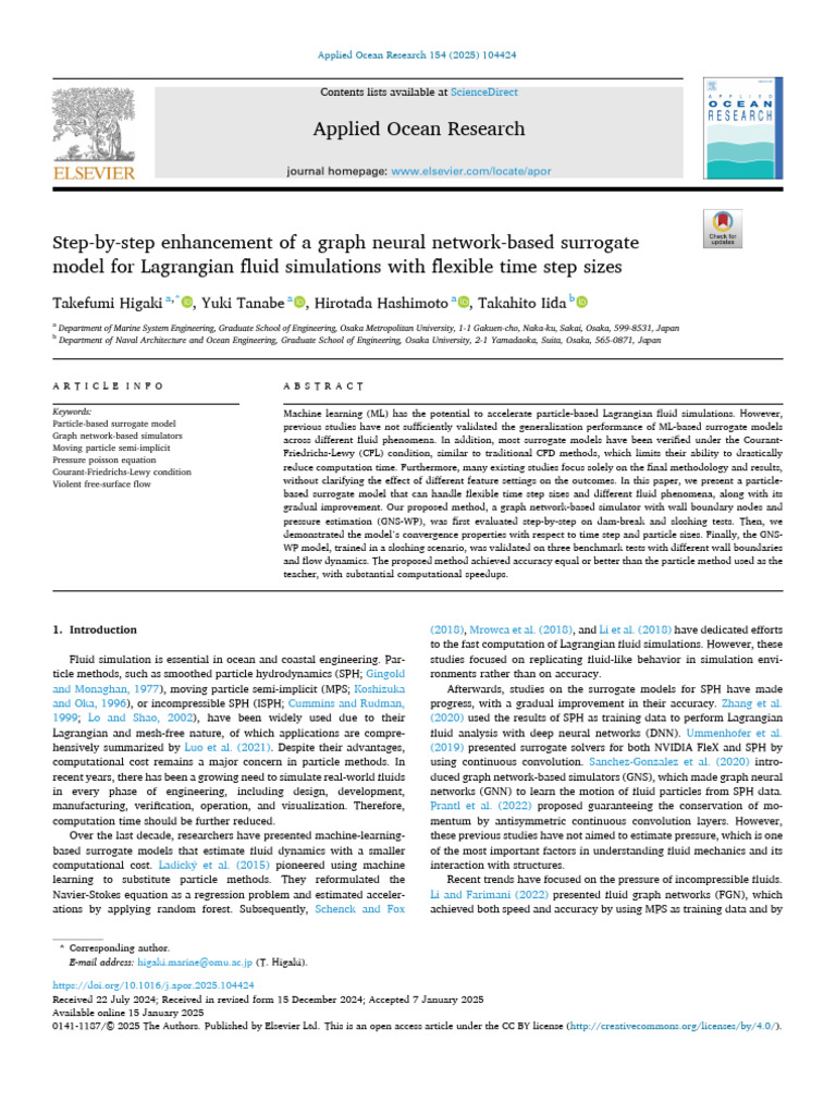 Step By Step Enhancement Of A Graph Neural Network Based Surrogate Model For Lagrangian Fluid