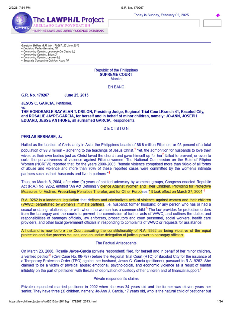 1 Garcia V Drilon | PDF | Injunction | Lawsuit