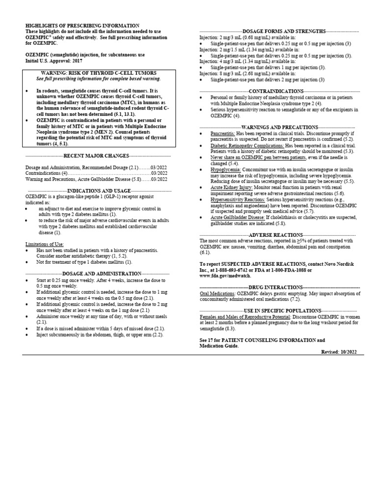 Ozempic | PDF | Diabetes | Diabetes Management