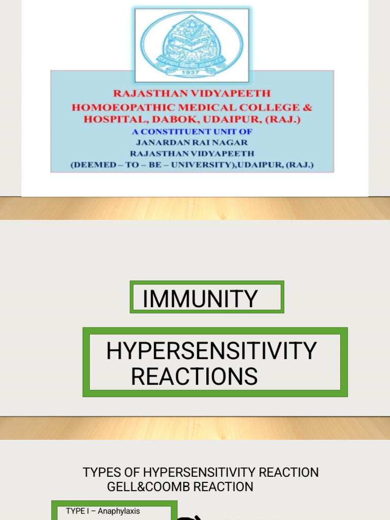 Types of Hypersensitivity Reactions | PDF | T Helper Cell | Immune System
