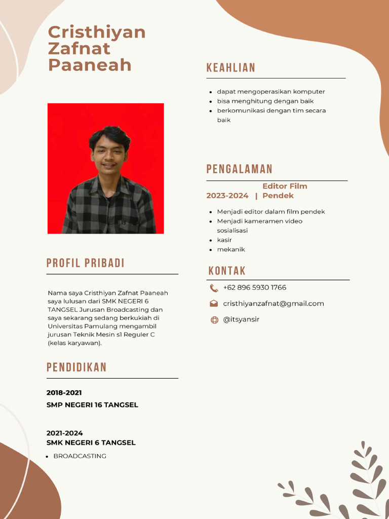 CV Lamaran Kerja Cristhiyan Zafnat Paaneah - 20250318 - 140700 - 0000 | PDF