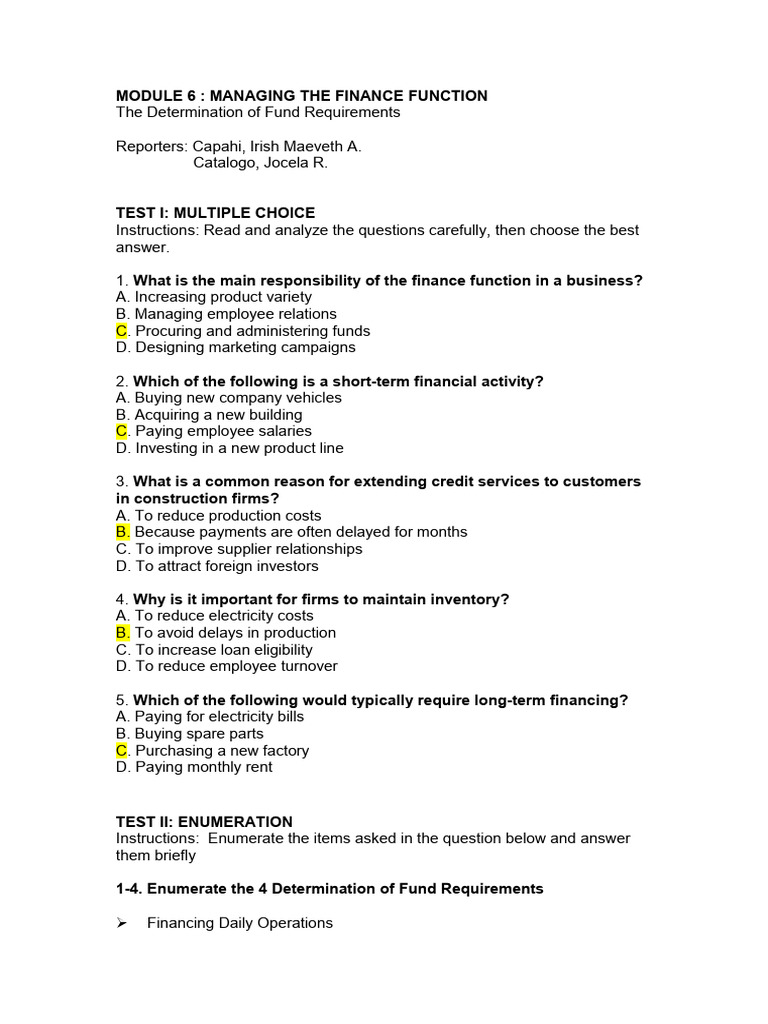 The Determination of Fund Requirements | PDF