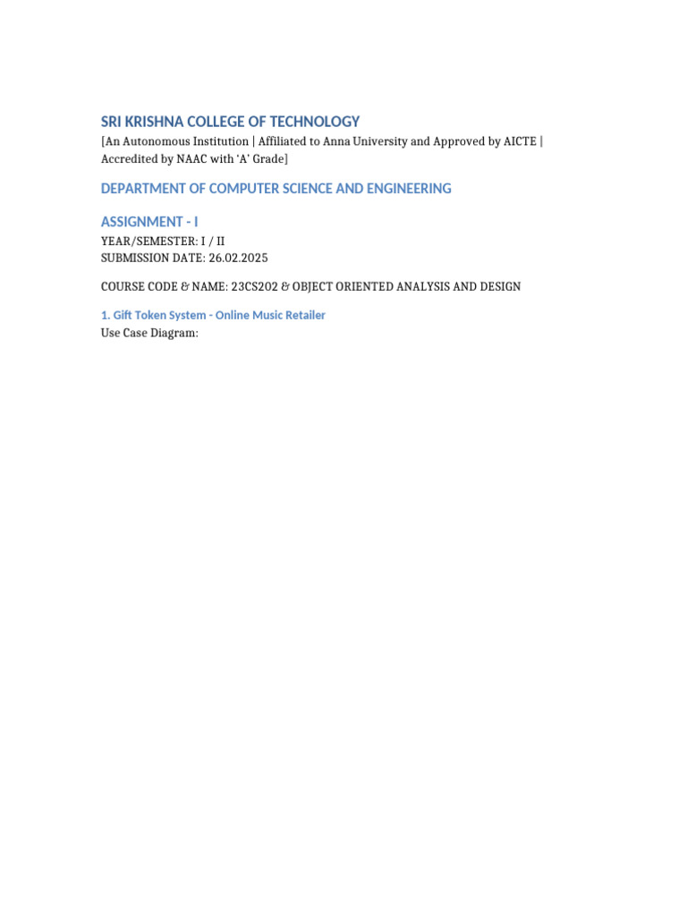 OOAD_Assignment_With_Diagram | PDF