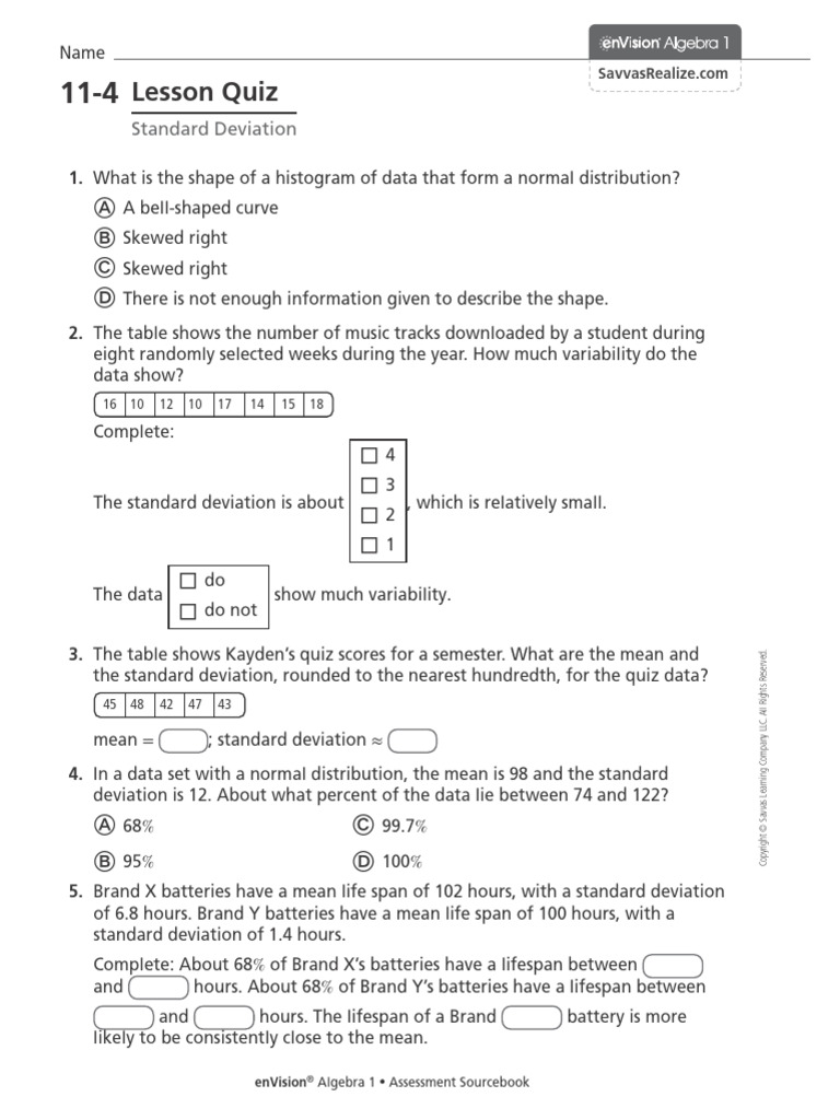 Printable - 11-4 - Lesson Quiz | PDF