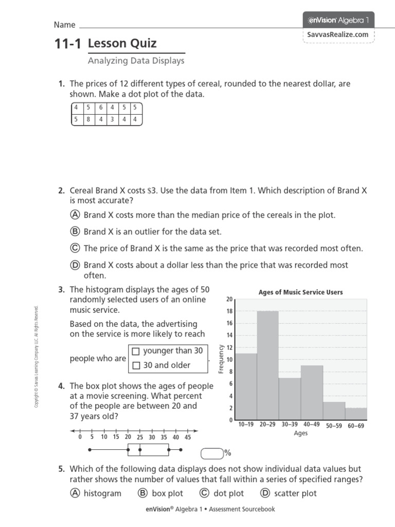 Printable - 11-1 - Lesson Quiz | PDF