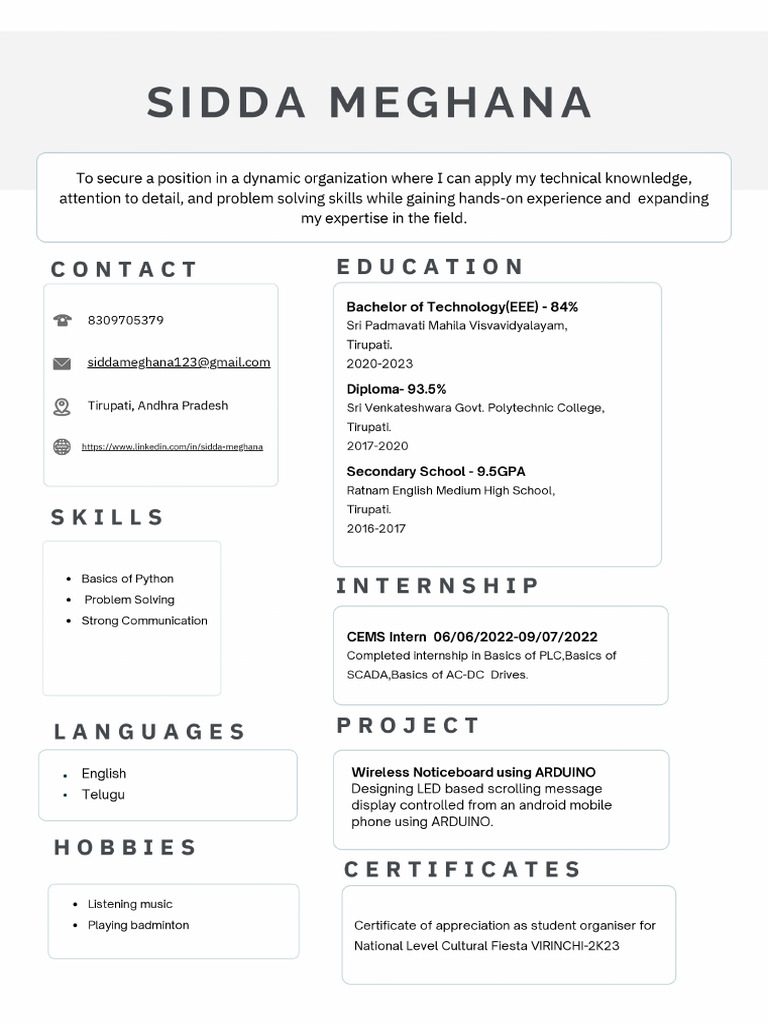 Sidda Meghana Resume | PDF