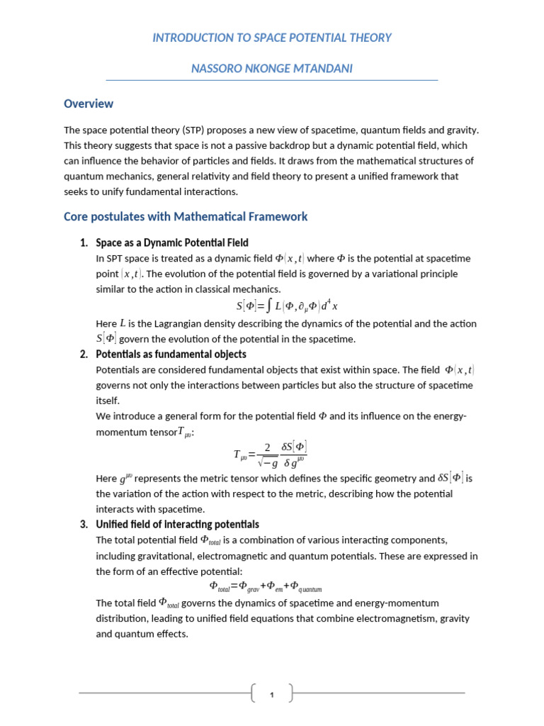 INTRODUCTION TO SPACE POTENTIAL THEORY (Recovered) | PDF | Field ...