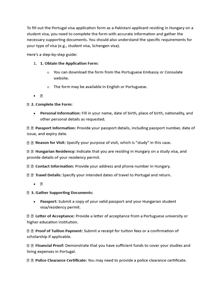 To Fill Out The Portugal Visa Application Form As A Pakistani Applicant ...