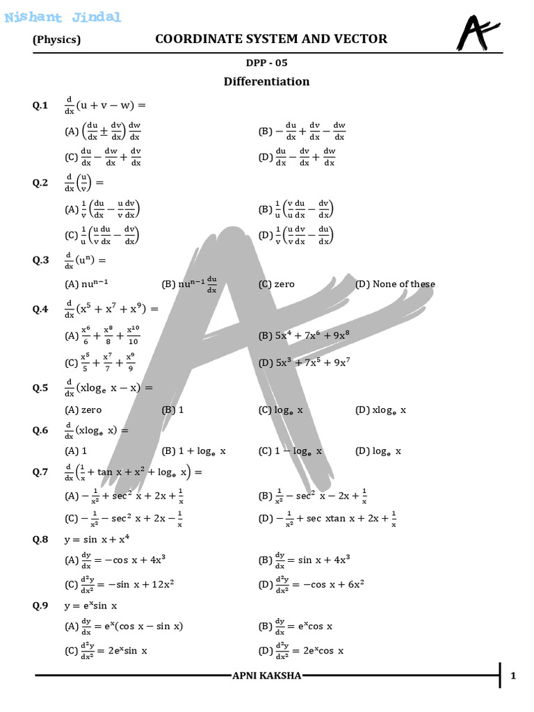DPP on Coordinate System and Vector for JEE Advanced | PDF