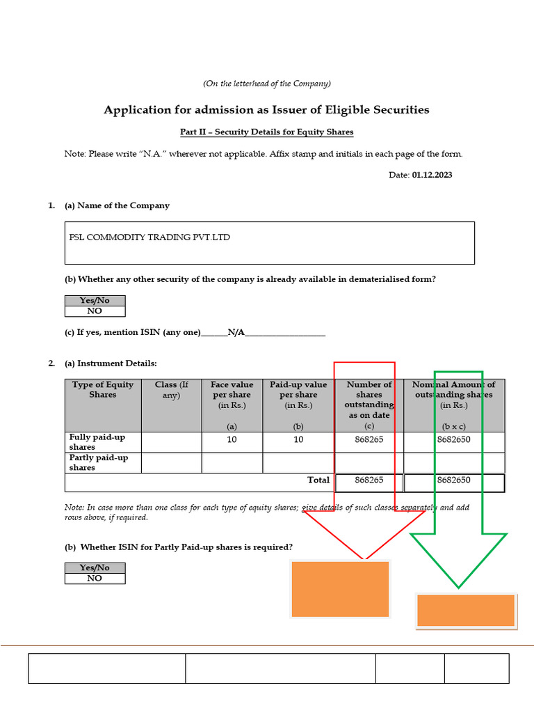Part II-Security Details For Equity Shares | PDF | Securities (Finance ...