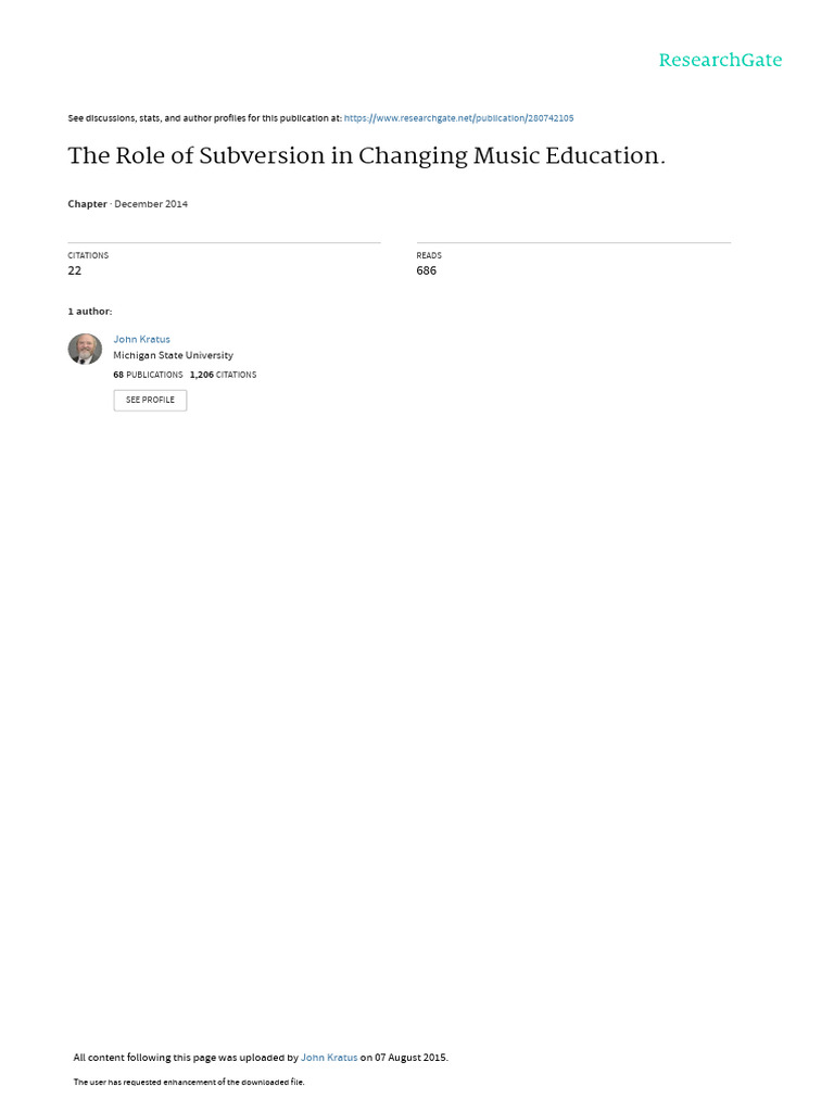 Kratus (2014) - The Role of Subversion in Changing Music Education | PDF | Music Education ...