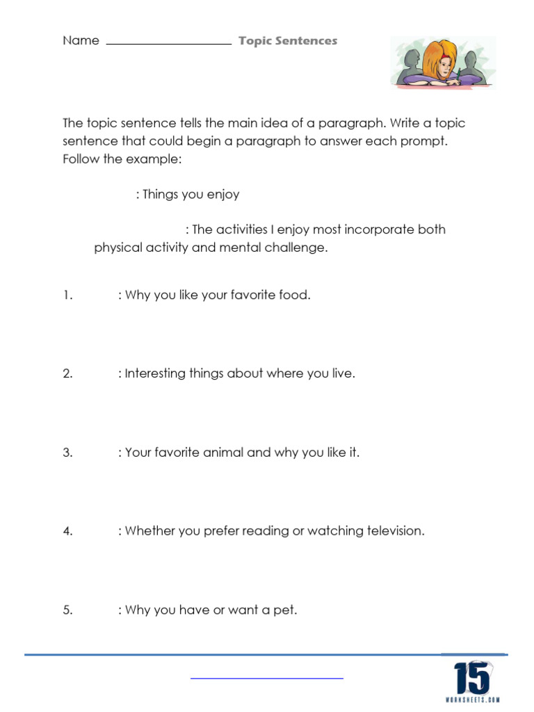 Topic Sentence Writing Prompts | PDF